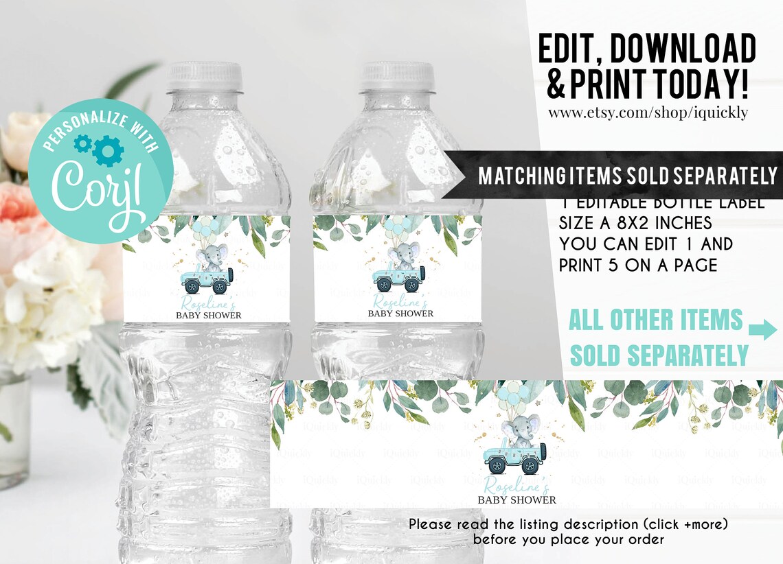 Editable Drive by Baby Shower Favor Tag Elephant Drive Through - Etsy