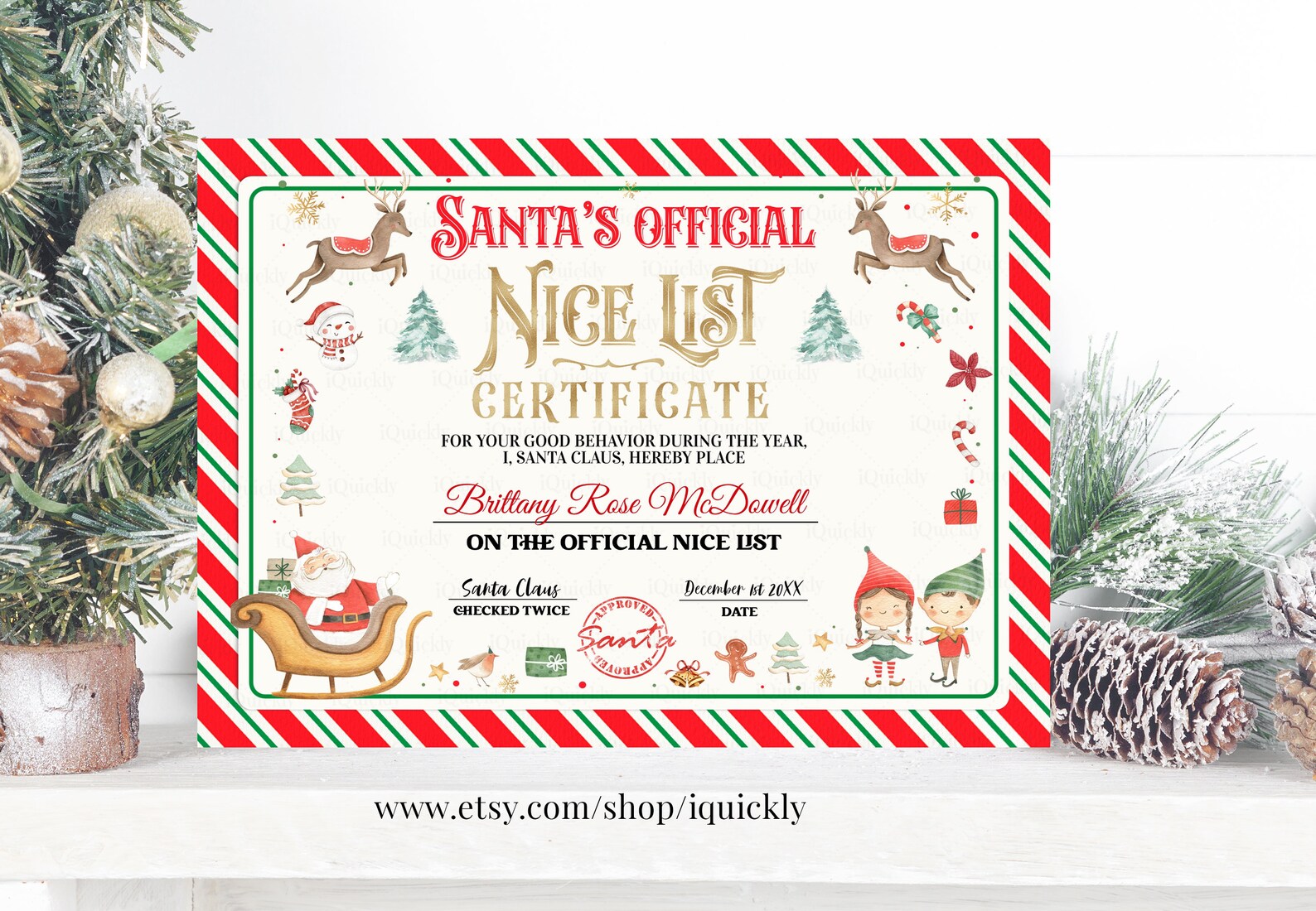 Editable Santa Claus Official Nice List Certificate Letter - Etsy