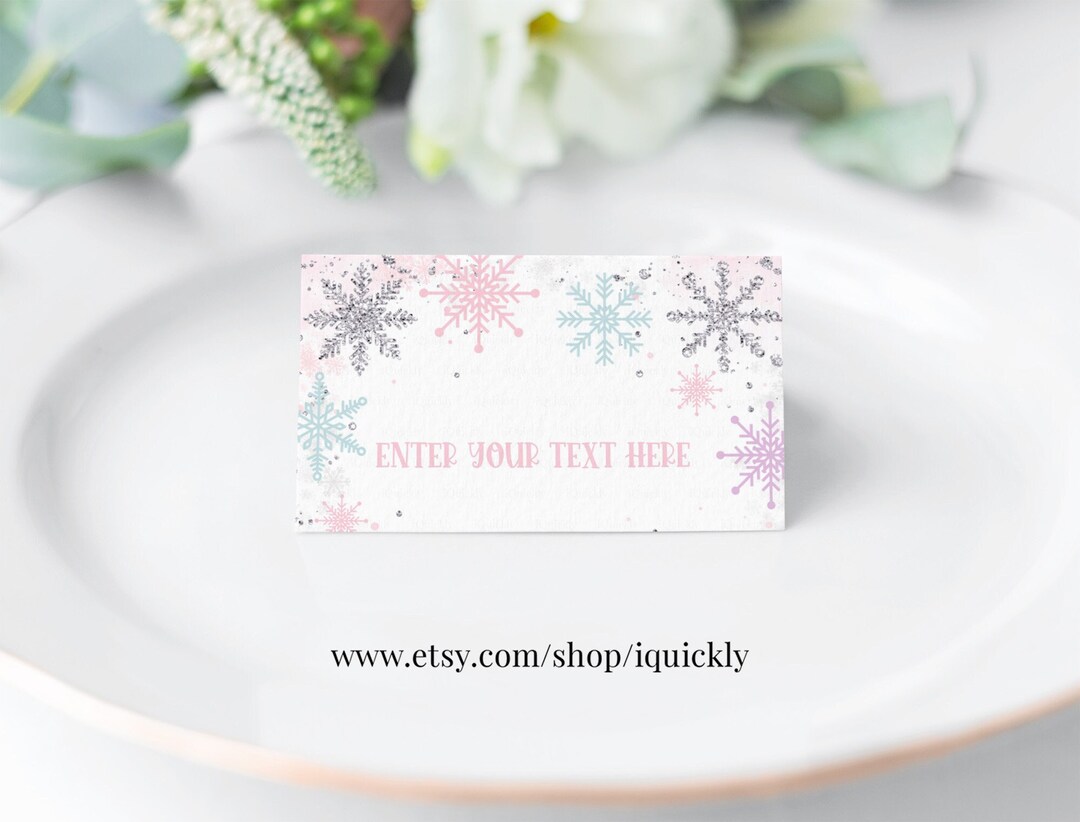 EDITABLE Winter Onederland Food Tags, Snowflake Buffet Label Tent Card ...