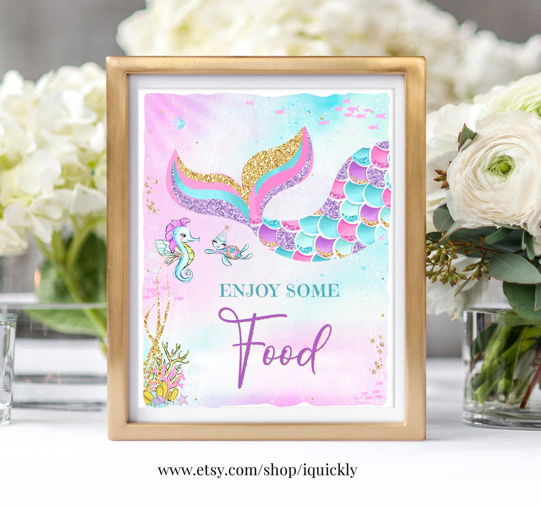 Mermaid Birthday Party Food Table Sign Under the Sea Birthday Party ...