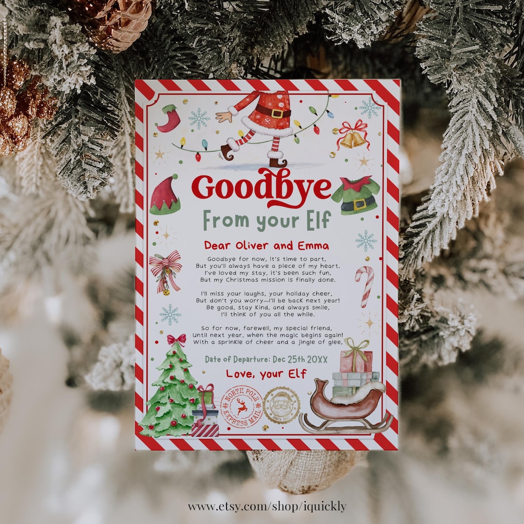 Elf Goodbye Letter, Editable Elf Departure Letter, Christmas Elf ...