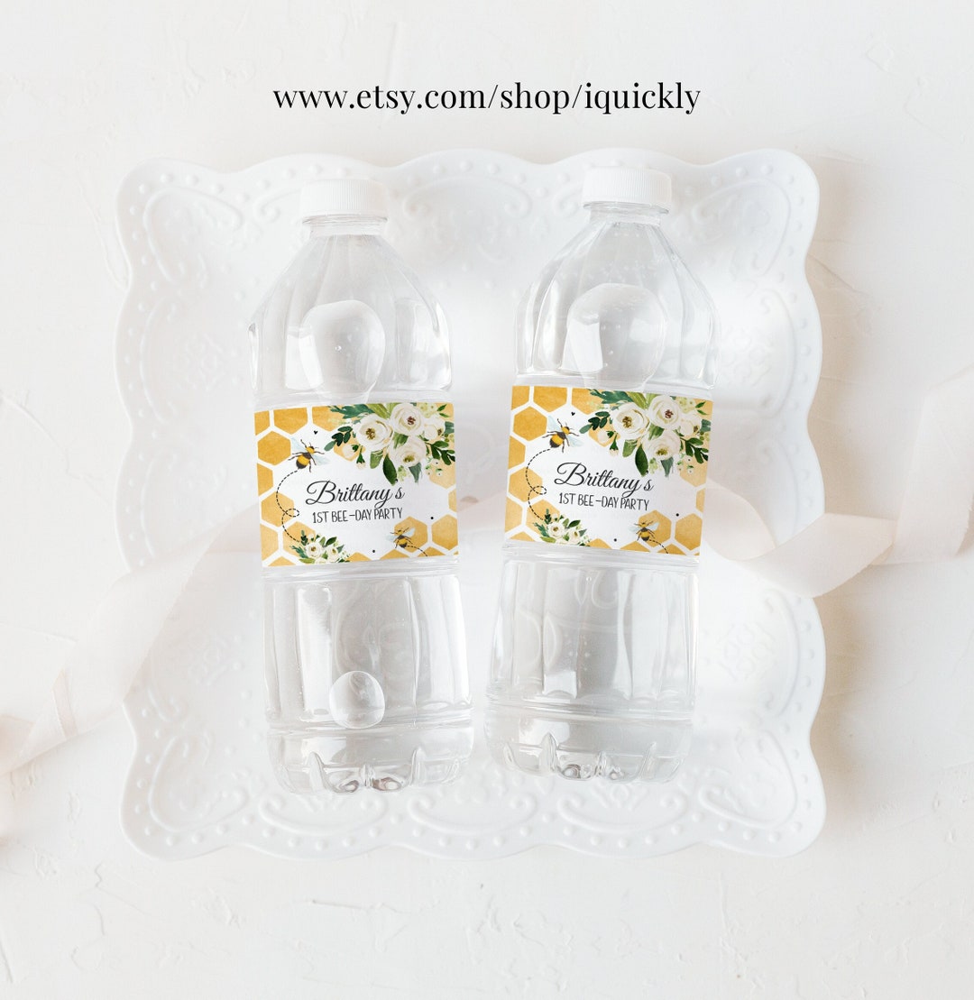 Editable Bee Water Bottle Honey Bee Birthday Water Bottle Labels Sweet ...