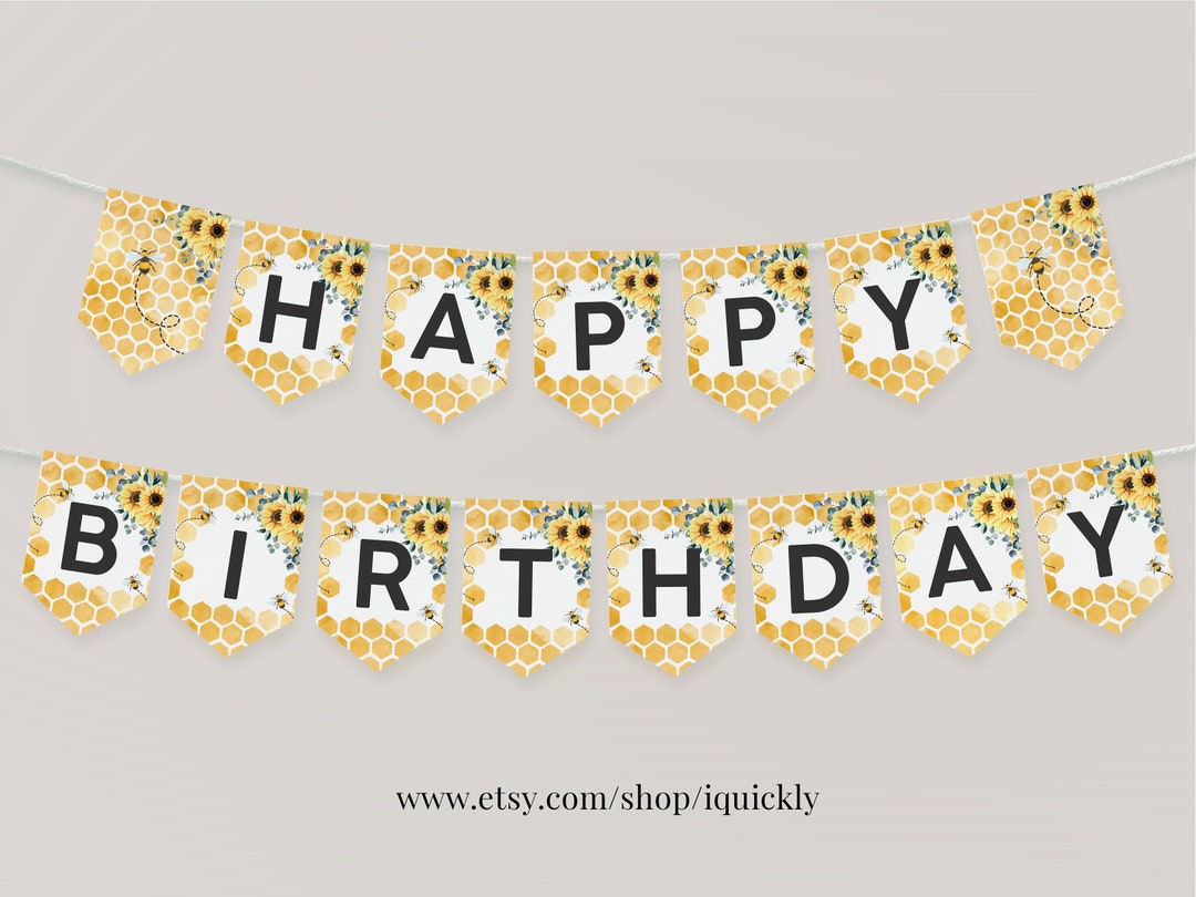 EDITABLE Bee Banner Birthday Honey Bee Party 1st Bunting Banner so ...