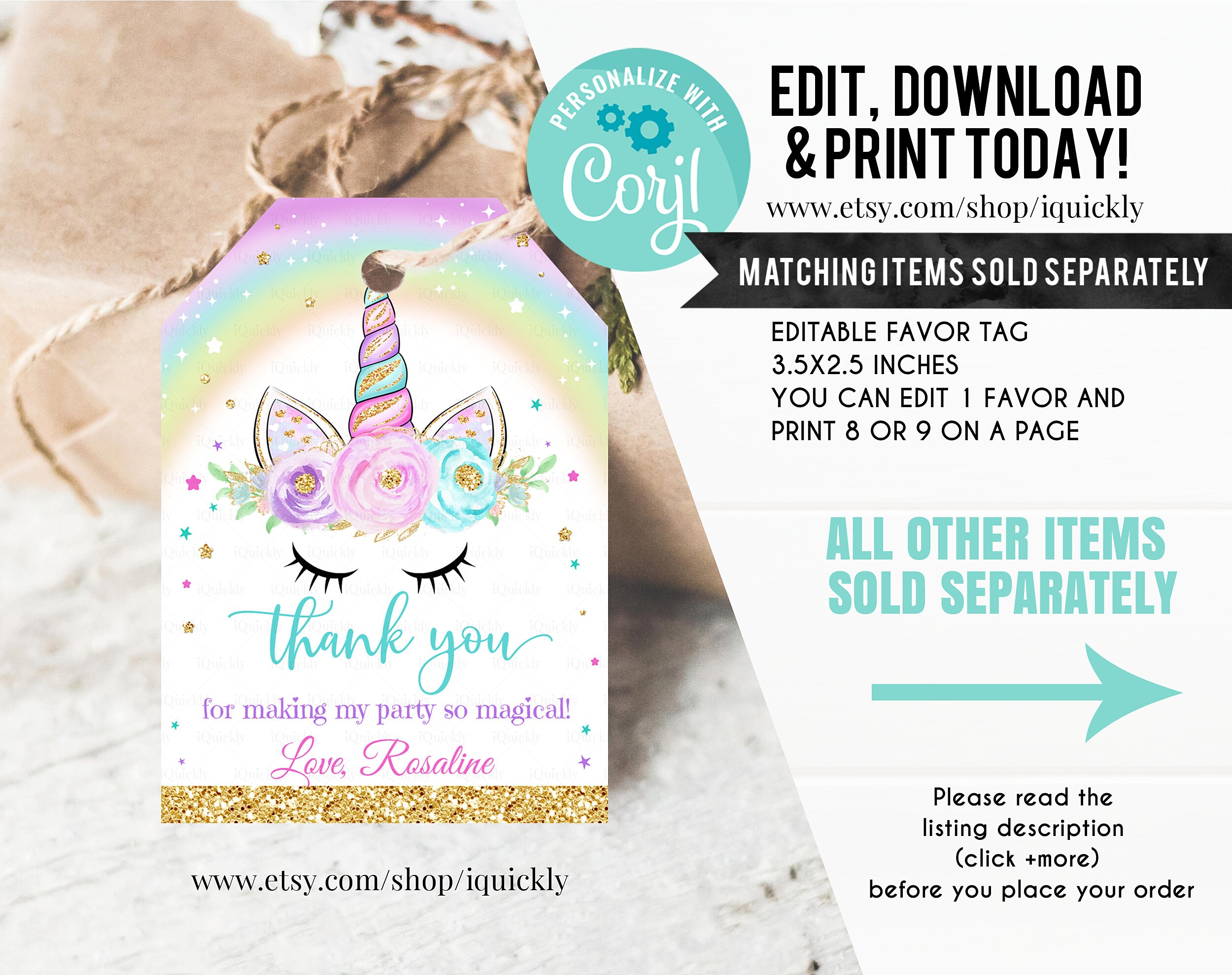 Unicorn Welcome Sign, EDITABLE Unicorn Party Sign, Unicorn Birthday ...