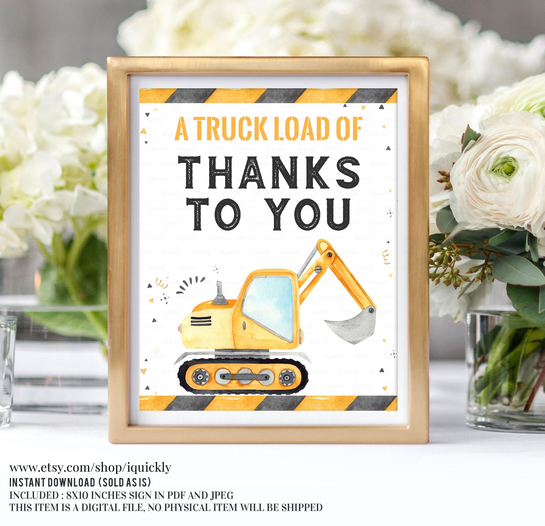 Construction Party Sign, a Truck Loads of Thank You Sign, Construction ...
