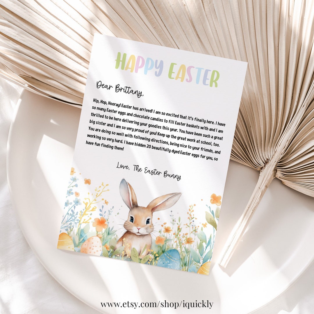 Letter From the Easter Bunny Editable Easter Letter Basket Personalized ...
