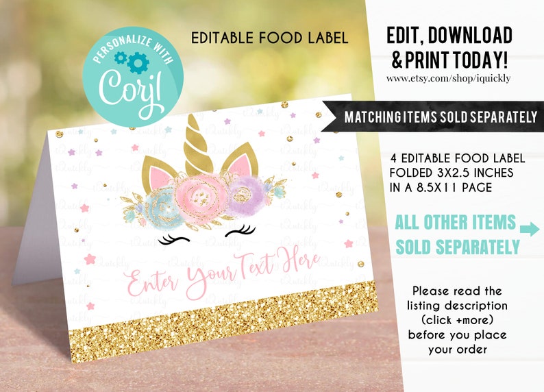 EDITABLE Unicorn Favor Tags, Thank You Tags, Gift Tags, Unicorn Party ...