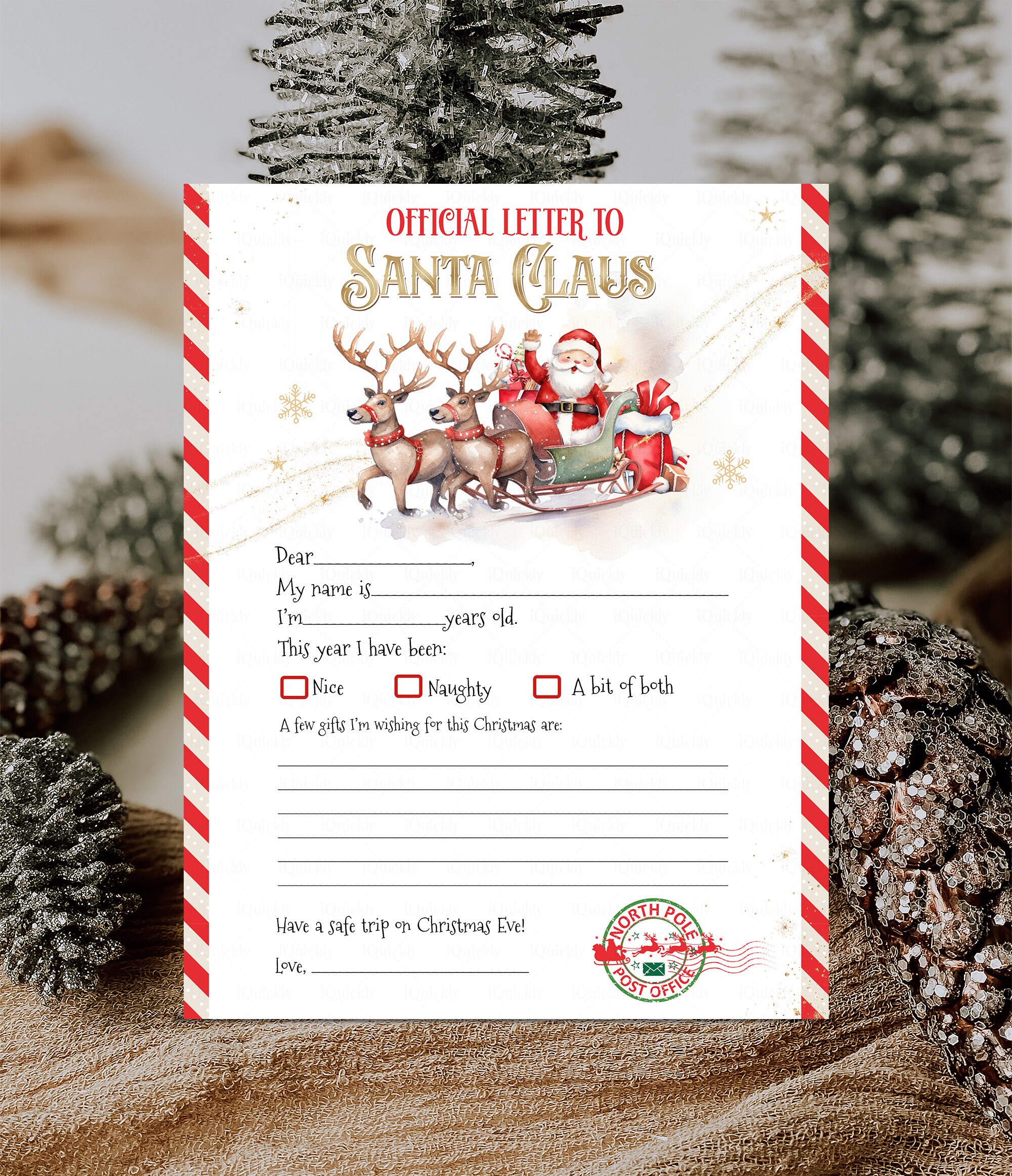 Letter to Santa Printable Santa Wish List Letters Christmas Letter Easy ...