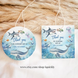 Editable Under the Sea Birthday Favor Tags Oneder the Sea Thank You ...
