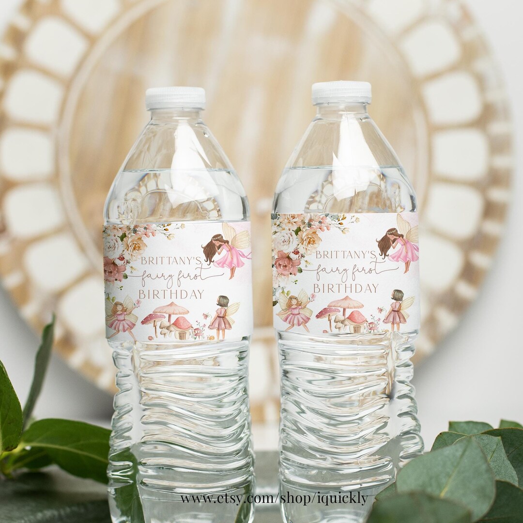 Fairy Bottle Label EDITABLE Girl Wildflower Water Bottle Labels Fairies ...