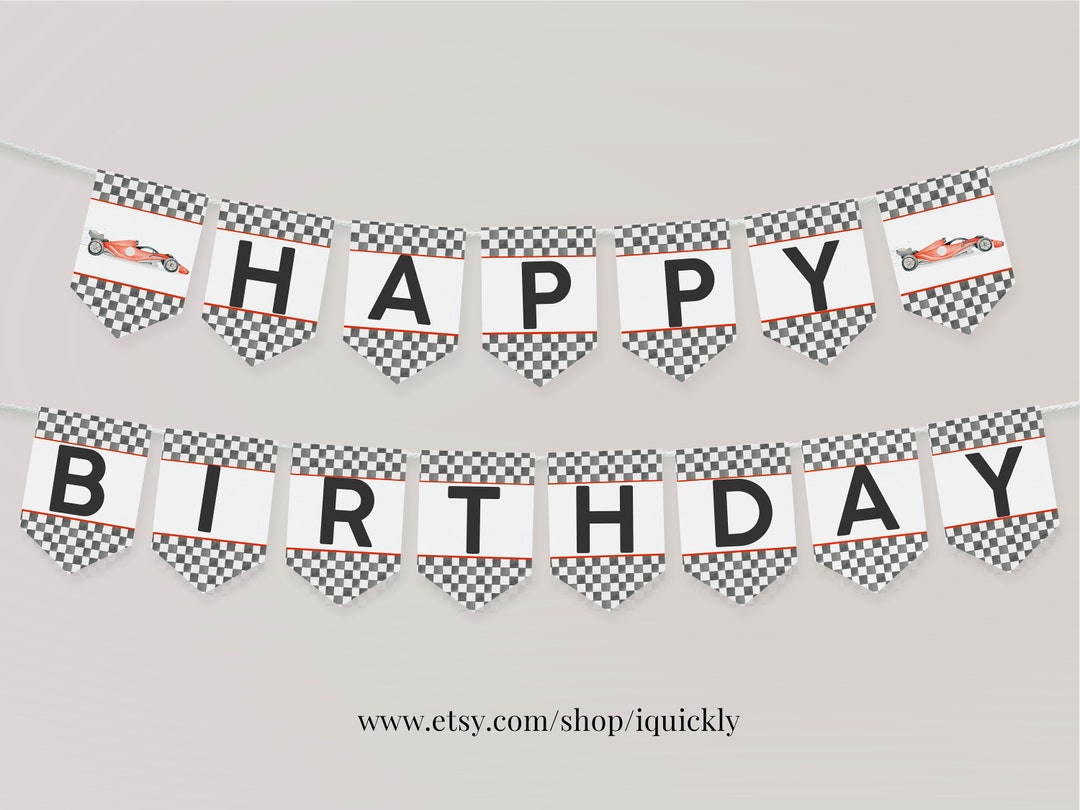 EDITABLE Two Fast Banner Birthday Racecar Party Racing Car Vintage ...