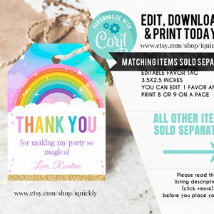 EDITABLE Rainbow Cupcake Toppers, Girl Party Decorations, Rainbow ...