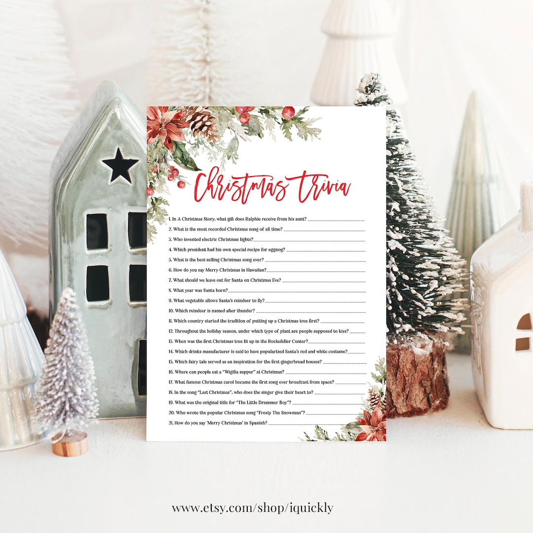 Christmas Trivia Game Christmas Party Games Festive Holiday Trivia Quiz ...