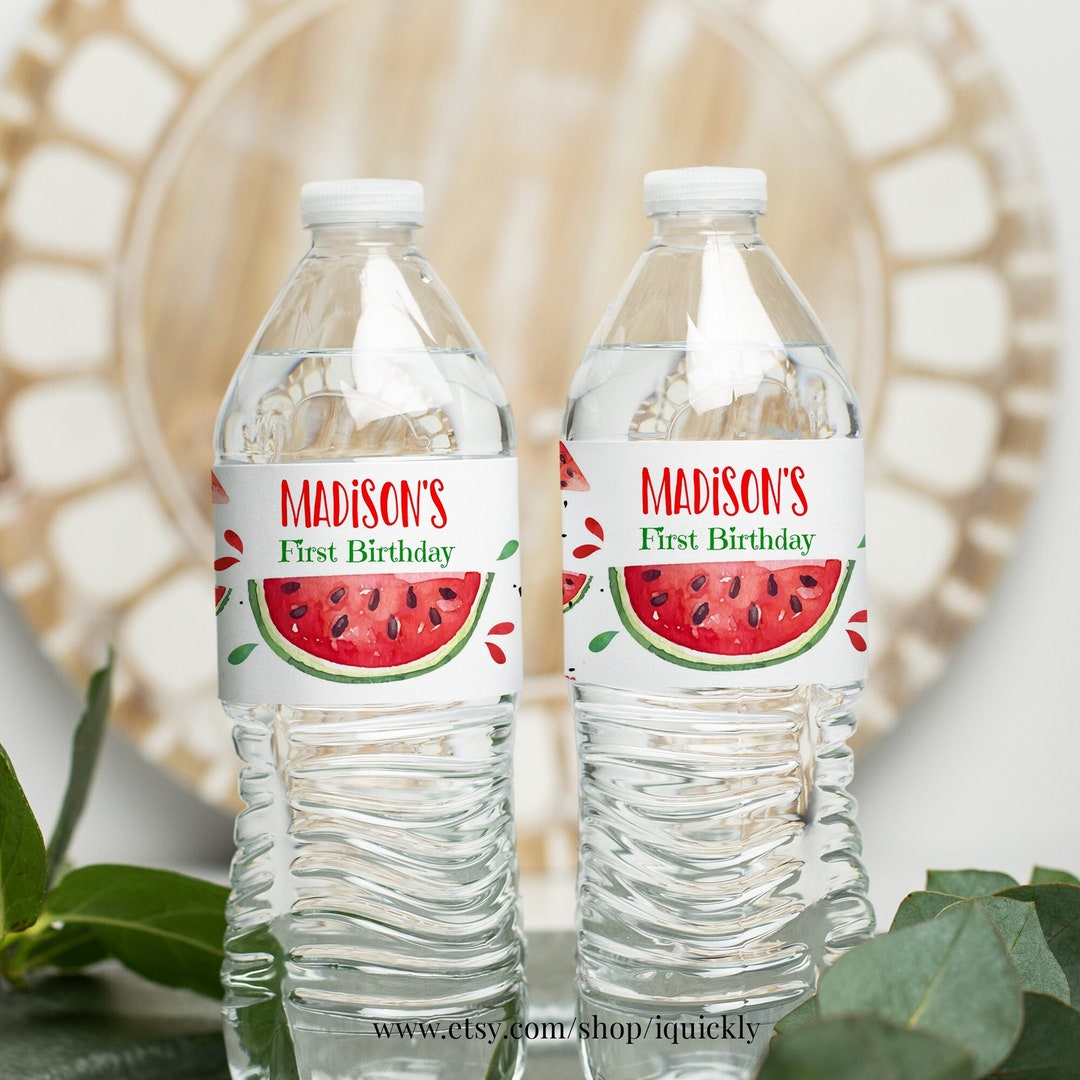 EDITABLE Watermelon Bottle Label, One in a Melon Water Labels Printable ...