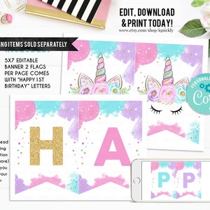 EDITABLE Unicorn Favor Tags, Thank You Tags, Gift Tags, Unicorn Party ...