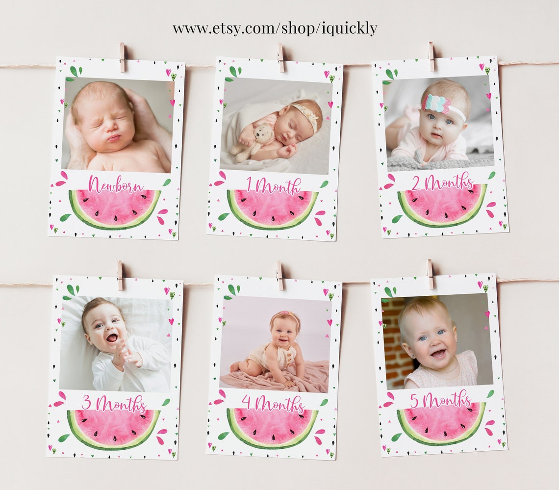 EDITABLE Watermelon Monthly Banner Photo 12 Month Printable 1st ...
