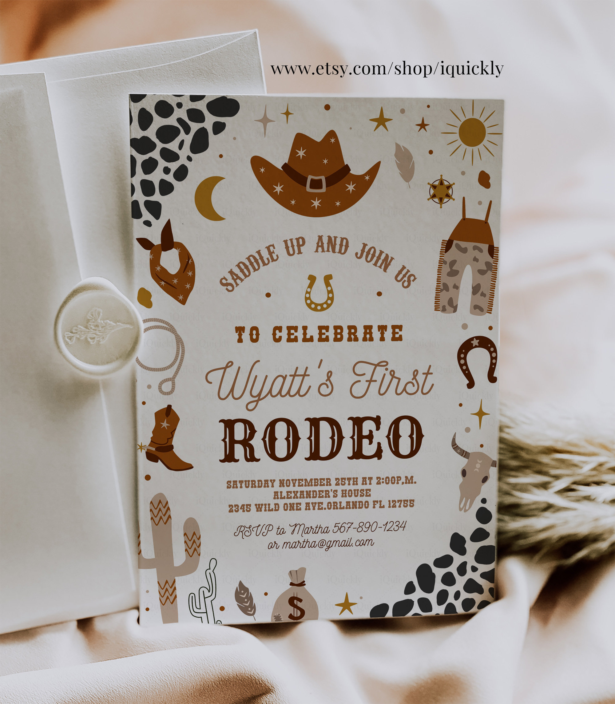 Editable My First Rodeo Invitation Cowboy Birthday Invite Wild - Etsy