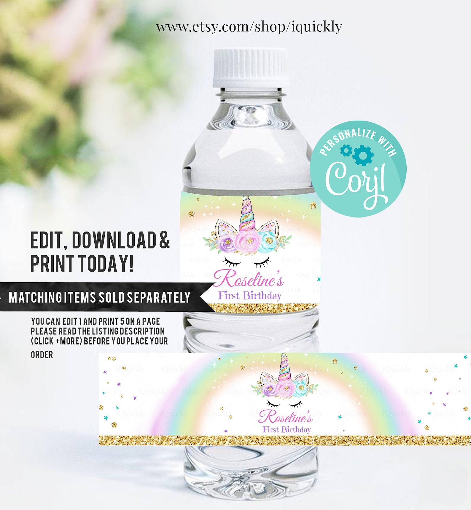EDITABLE Unicorn Time Capsule Matching Note Cards, First Birthday ...