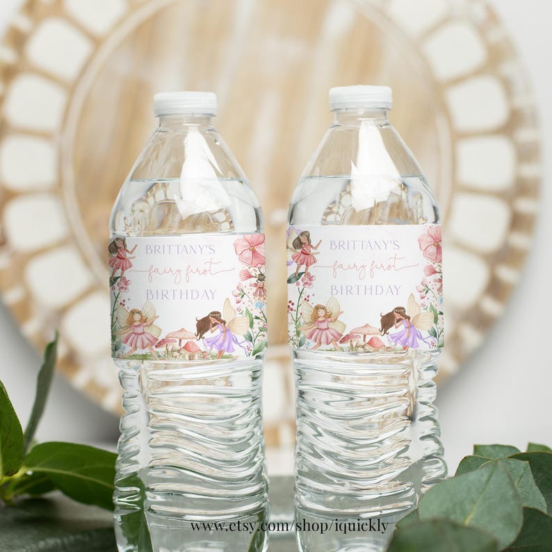 Fairy Bottle Label EDITABLE Girl Wildflower Water Bottle Labels Fairies ...