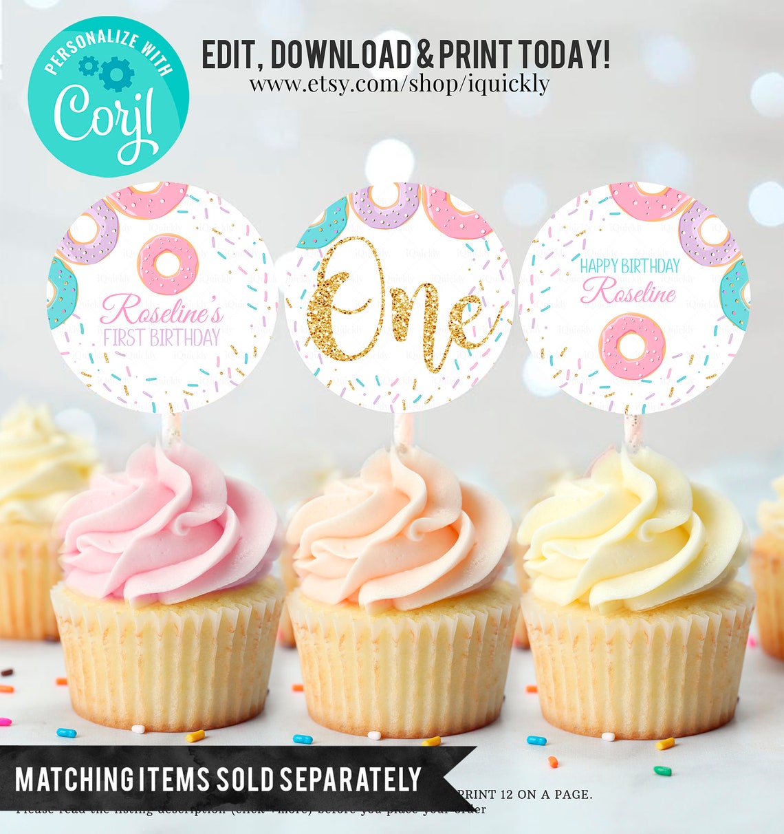 EDITABLE Donut Grow Up Bottle Label Water labels Printable | Etsy