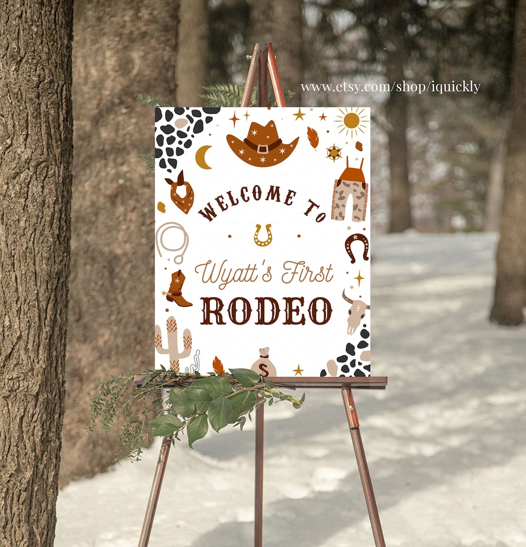 EDITABLE My First Rodeo Birthday Party Signs Cowboy Welcome Sign ...