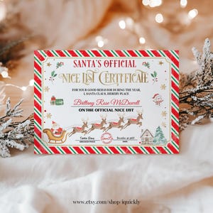 Editable Santa Claus Official Nice List Certificate Letter From Desk ...