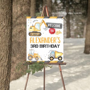 Construction 1st Birthday Photo Poster Editable First Year Baby ...