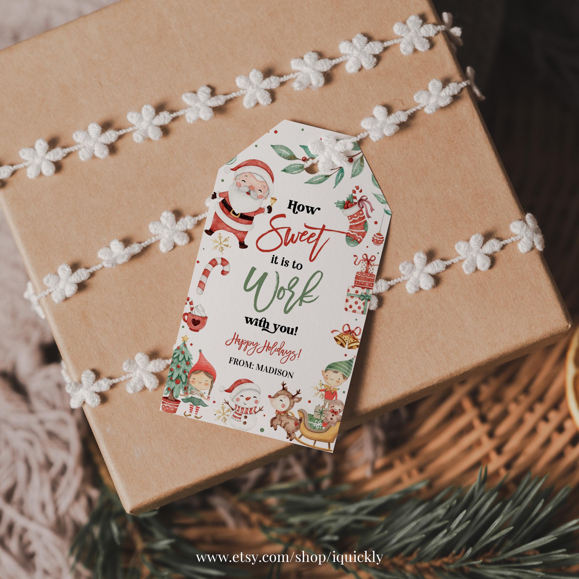 Christmas Coworker Gift Tags Editable How Sweet It is to Work With You ...