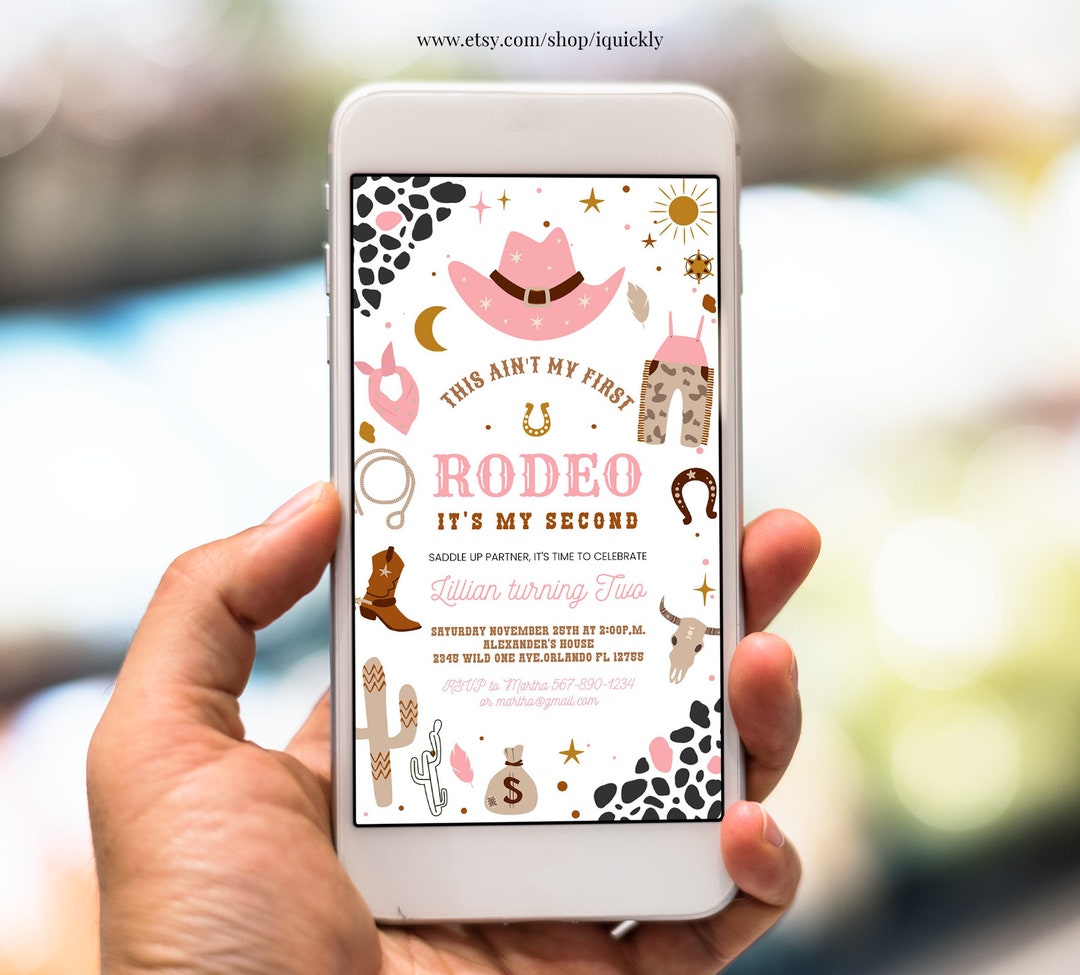Editable My Second Rodeo Electronic Invitation Cowboy Birthday Invite ...