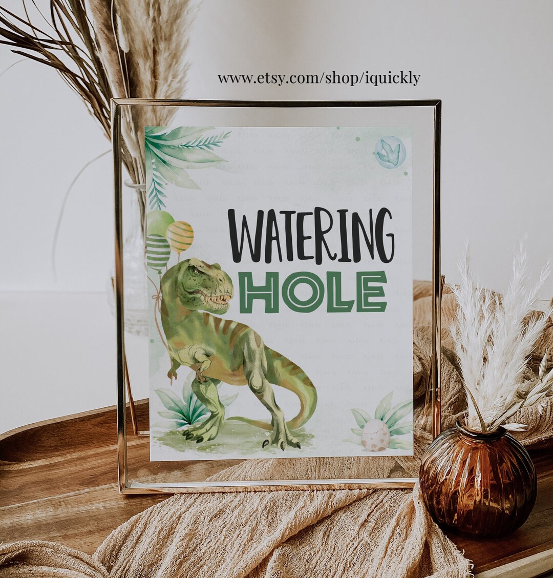 Watering Hole Birthday Sign Drink Table Decor Dinosaur Birthday Dino ...