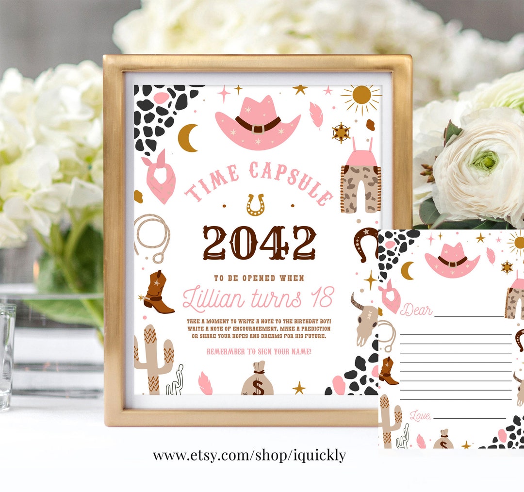 EDITABLE My First Rodeo Time Capsule Sign Note Card Cowboy First ...