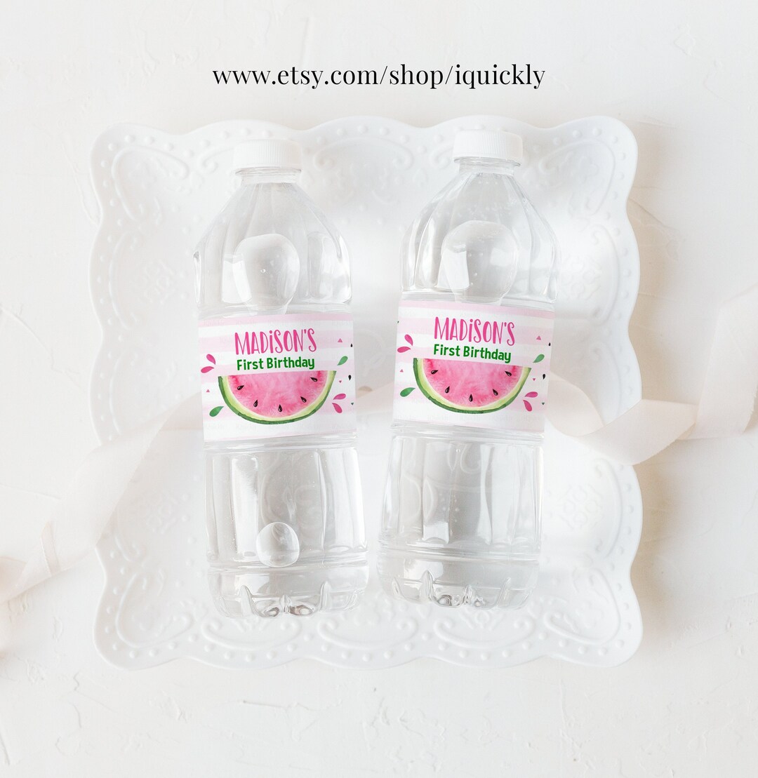 EDITABLE Watermelon Bottle Label, One in a Melon Water Labels Printable ...