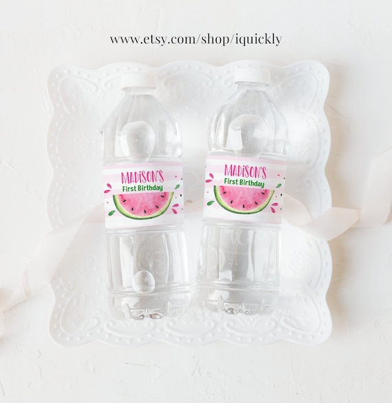 EDITABLE Watermelon Bottle Label, One in a melon Water labels Printable ...