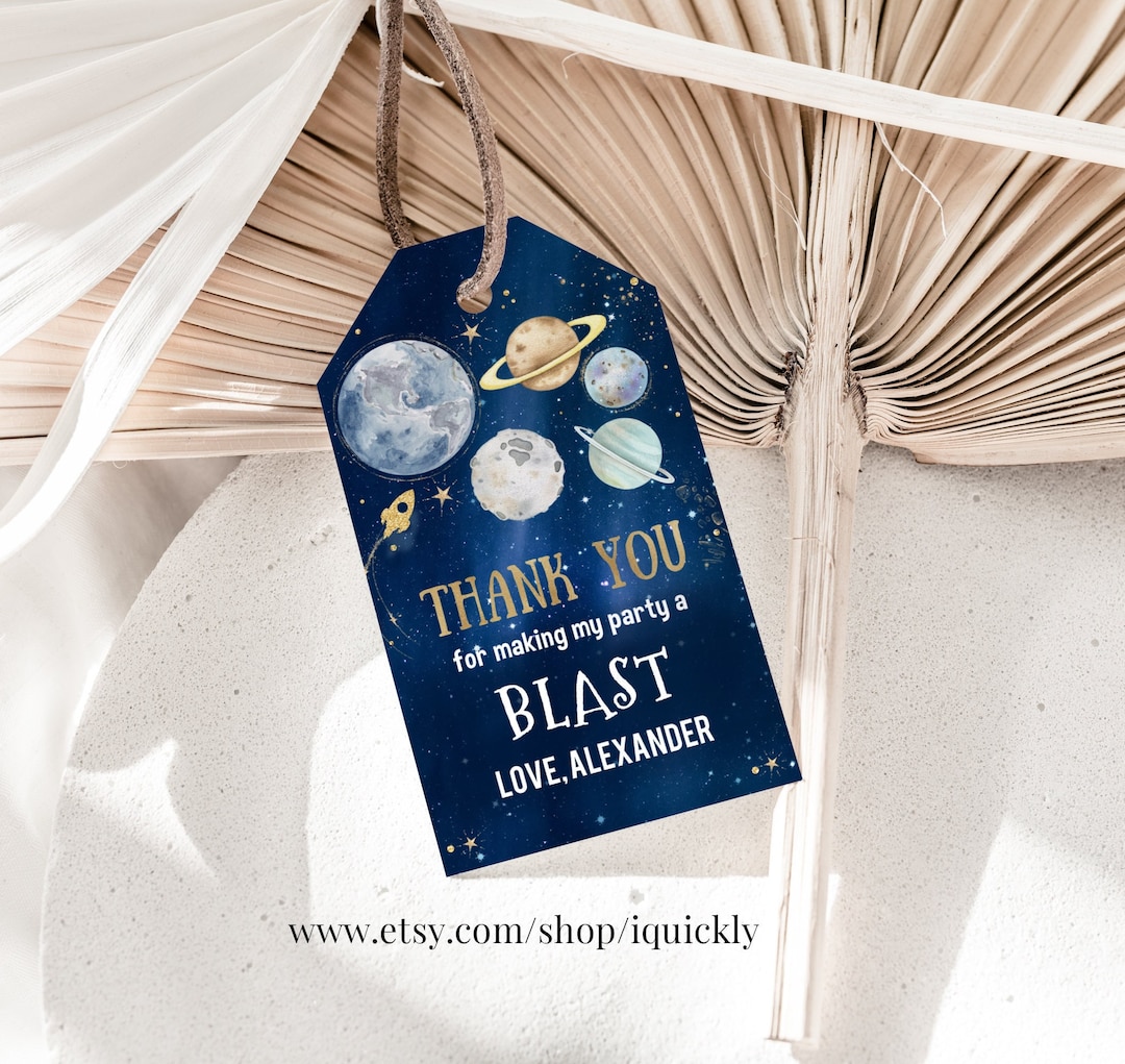 Editable Outer Space Favor Tags Space Birthday Thank You Label Galaxy ...