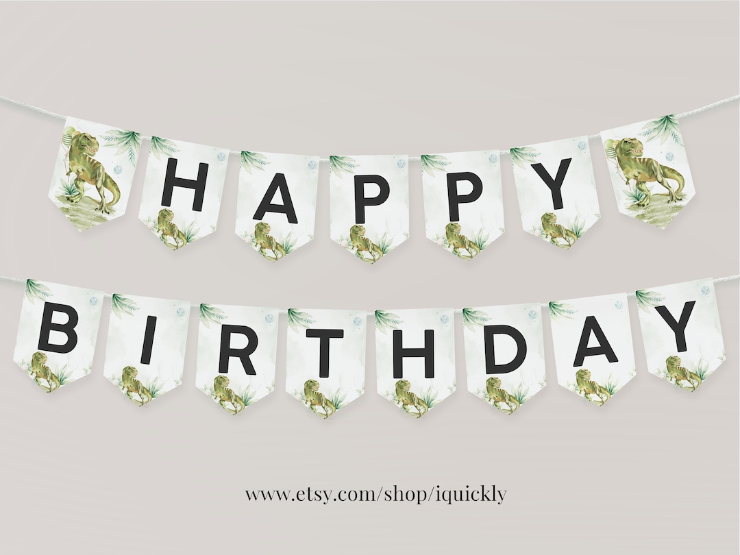 EDITABLE Three Rex Banner Birthday Banner Dinosaur Printable 1st ...