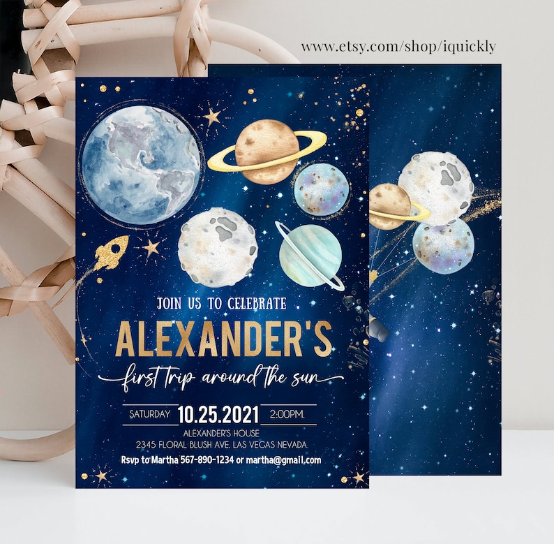 Editable Space Birthday Invitation Bundle Party 1st Birthday First Trip ...