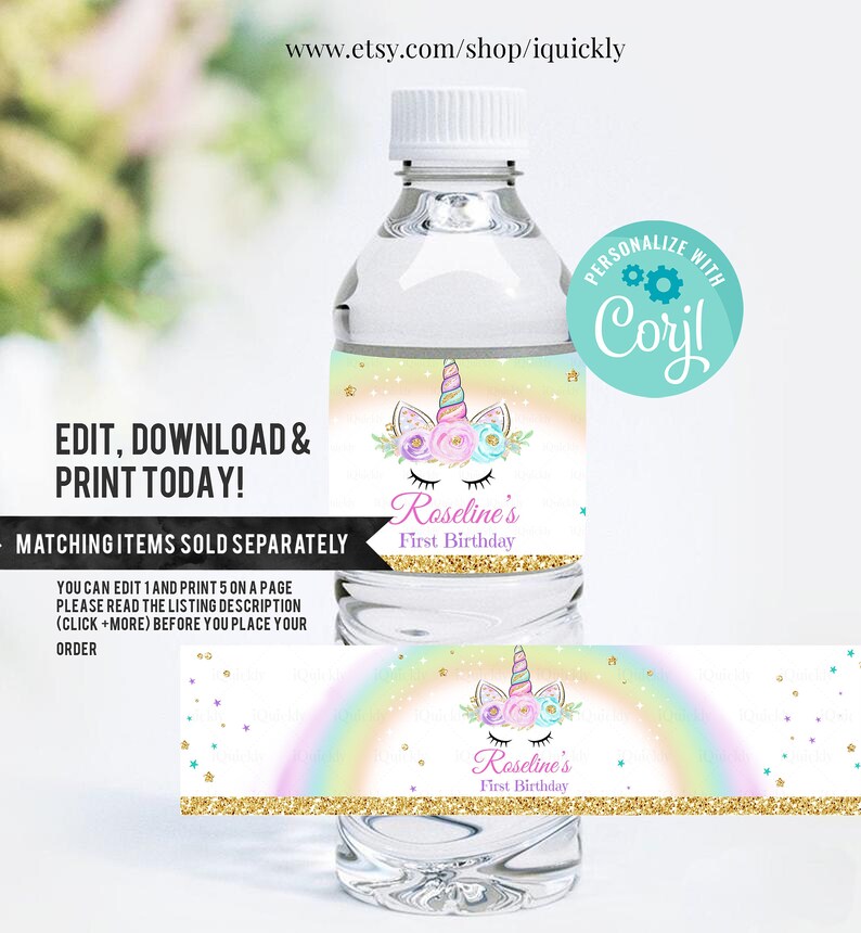 EDITABLE Unicorn Cupcake Toppers, Unicorn Circle Decoration, Unicorn ...