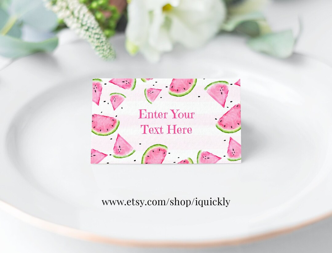 EDITABLE Watermelon Tags Buffet Label Tent Card Food Labels Place Cards ...