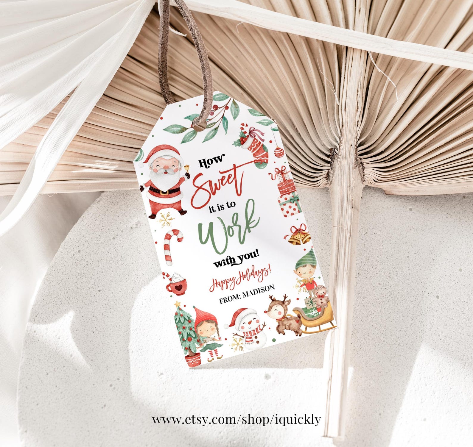 Christmas Coworker Gift Tags Editable How Sweet It is to Work With You ...