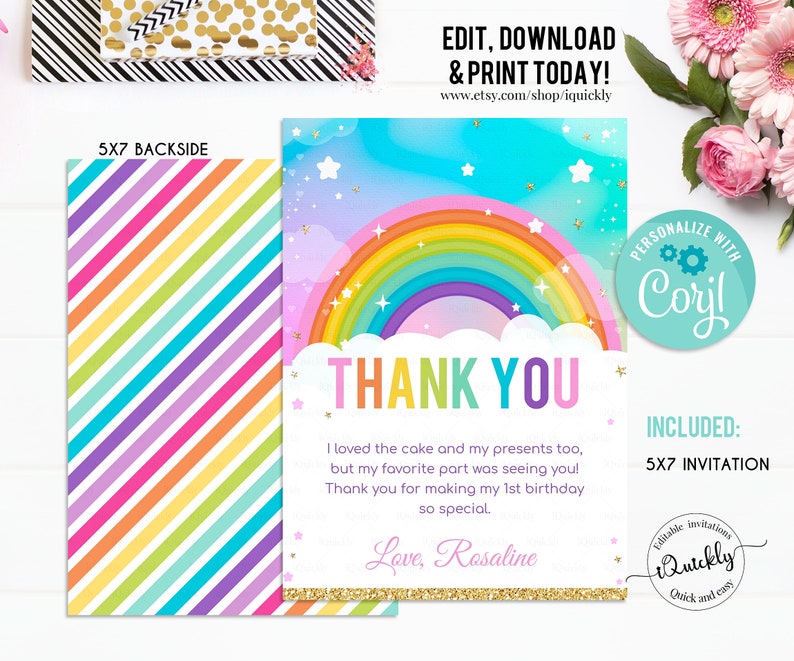 EDITABLE Rainbow Birthday Party Package, Rainbow Confetti Party ...
