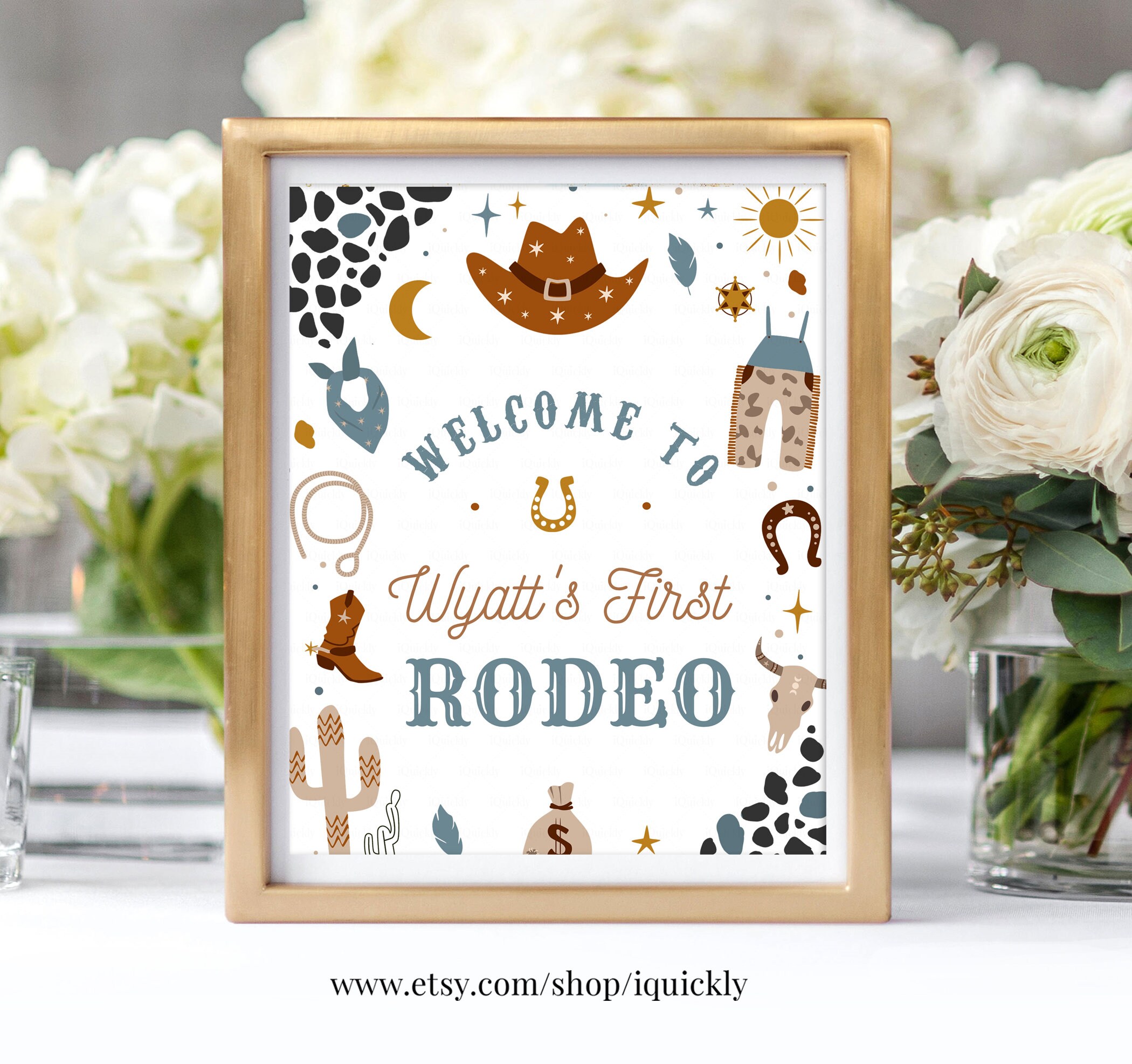 Editable My First Rodeo Birthday Favor Tags Cowboy 1st Birthday Thank ...