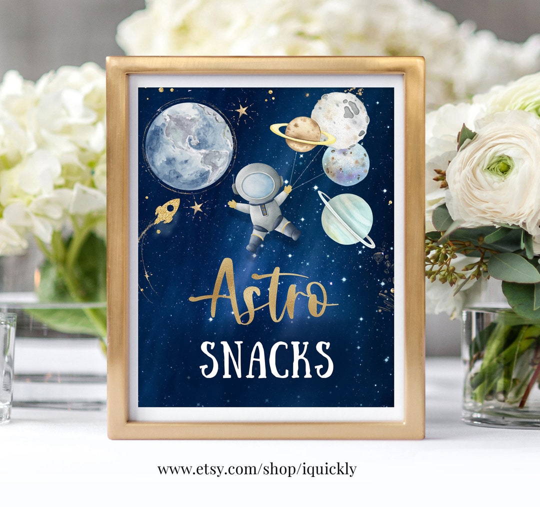 Astro Snacks Space Party Sign Outer Space Birthday Sign Galaxy Party ...