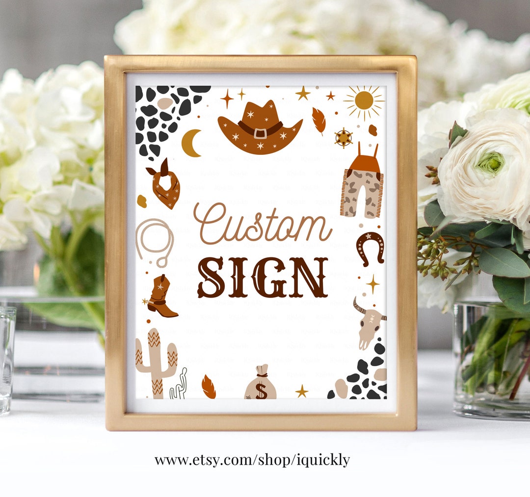 My First Rodeo Birthday Custom Sign Cowboy Party Sign Decorations Table ...