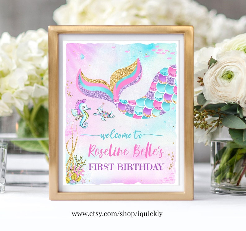Editable Mermaid Party Decorations Under the Sea Package Birthday ...