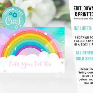 EDITABLE Rainbow Birthday Party Package, Rainbow Confetti Party ...