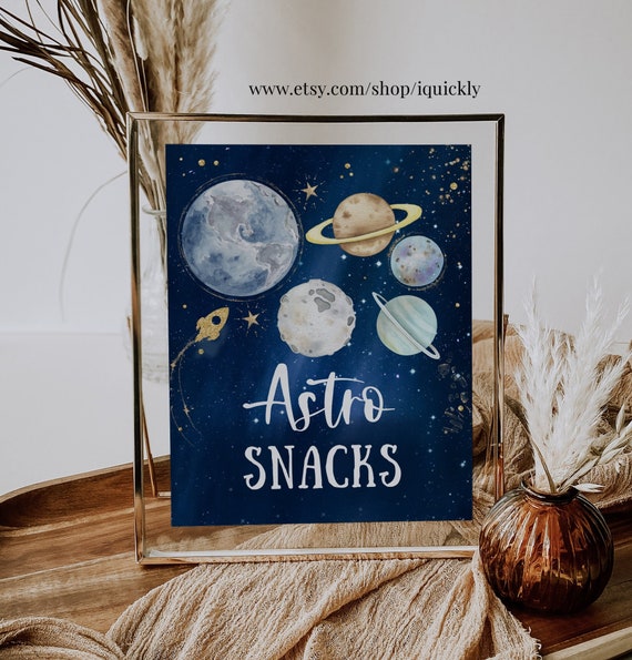 Astro Snacks Space Party Sign Outer Space Birthday Sign Galaxy Party ...