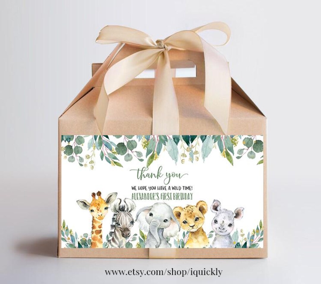 Editable Safari Birthday Party Favor Box Label Jungle Printables Party ...