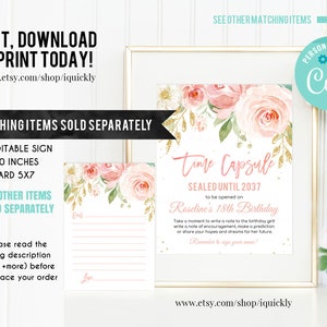 EDITABLE Blush Pink Floral Banner, Birthday Banner, Printable 1st ...