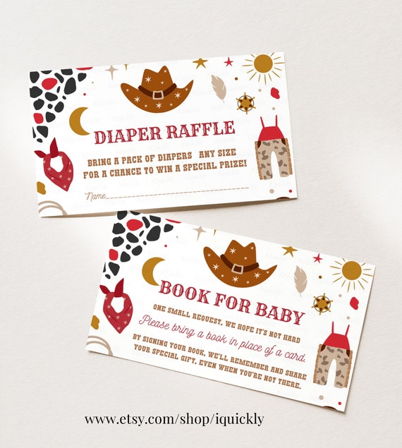 Editable Cowboy Baby Shower Diaper raffle Book for baby Wild West ...