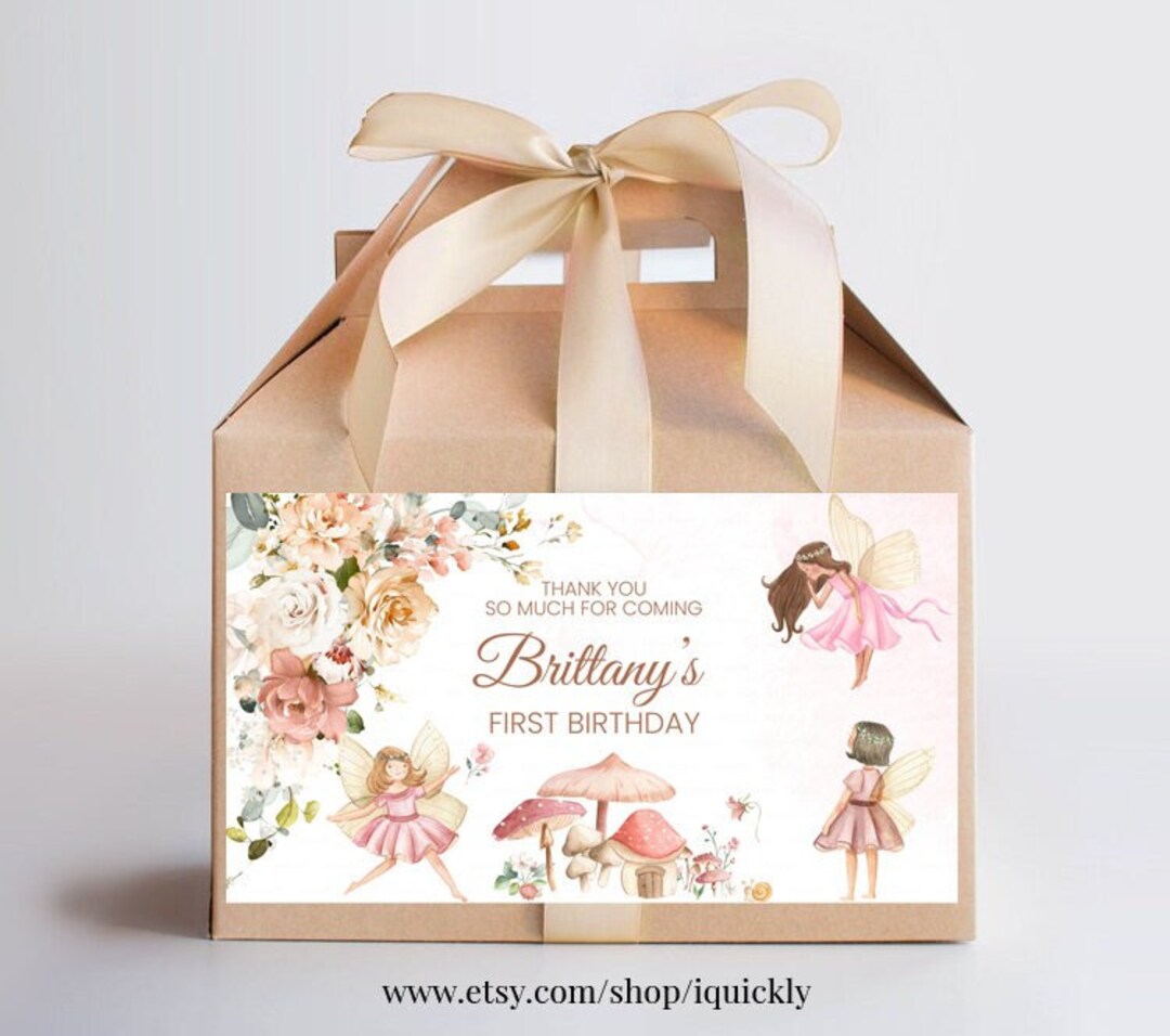Editable Fairy Birthday Party Favor Box Label Printables Garden Floral ...